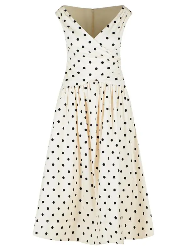 SELF-PORTRAIT Polka Dot Cotton Dress - Cream