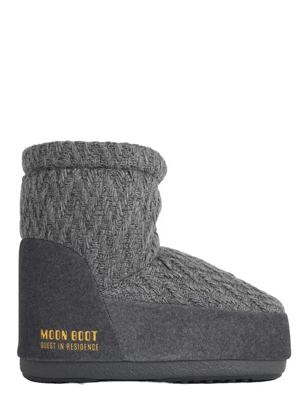 Moon Boot Icon Low Nolace Knit Boots - Grey