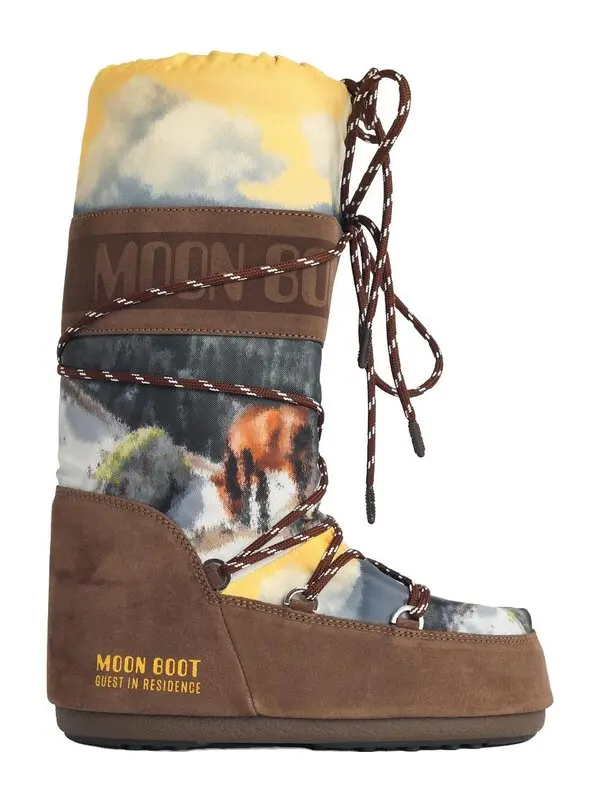 Moon Boot Icon Postcard Nylon And Suede Boots - Brown