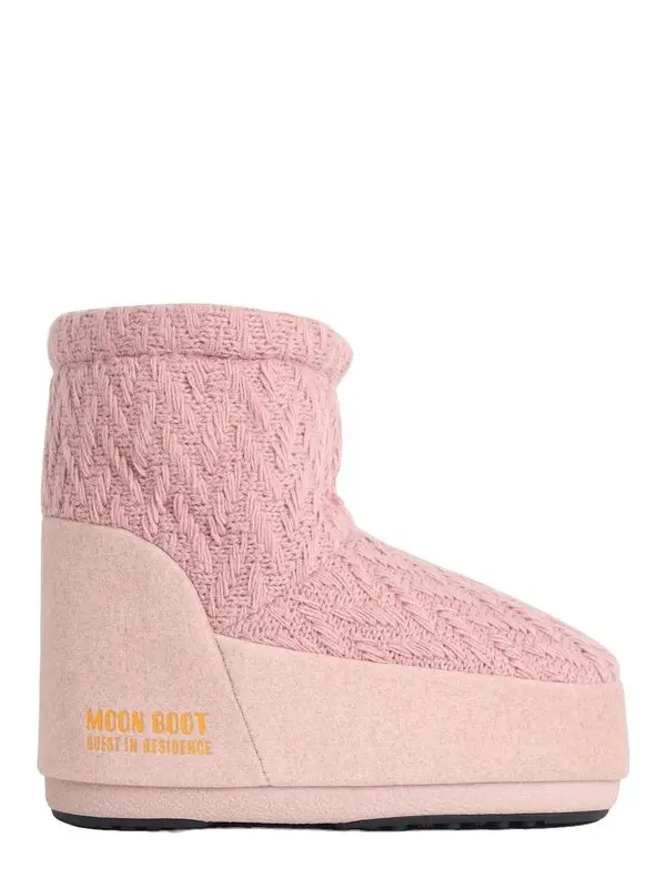Moon Boot Icon Low Nolace Knit Fabric Boots - Pink