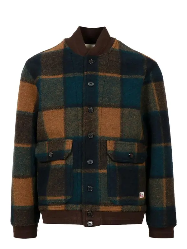 ROY ROGER'S Plaid Jacket - Brown+turquoise