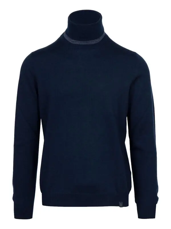 FAY Extra-fine Wool Turtleneck Sweater - Blue