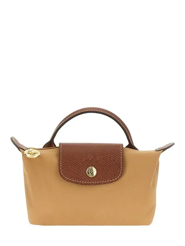Longchamp Le Pliage Pouch With Handle - Beige