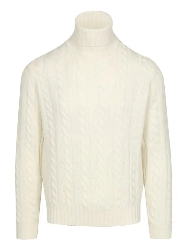 FILIPPO DE LAURENTIIS Wool Knit Braided Sweater - Latte