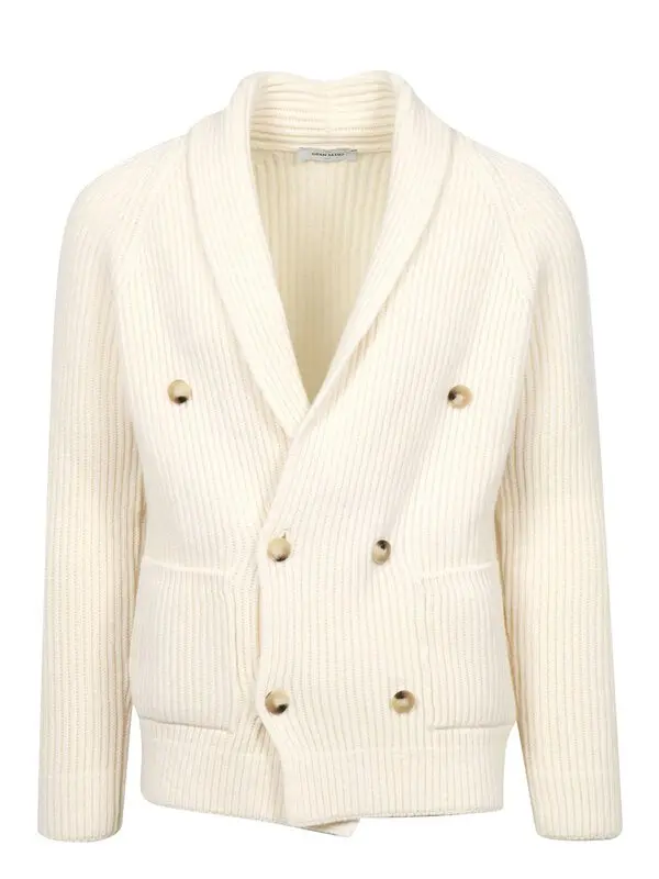 GRAN SASSO Double-breasted Geelong Wool Sweater - White