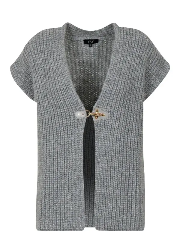 FAY Sleeveless Knit Sweater - Silver