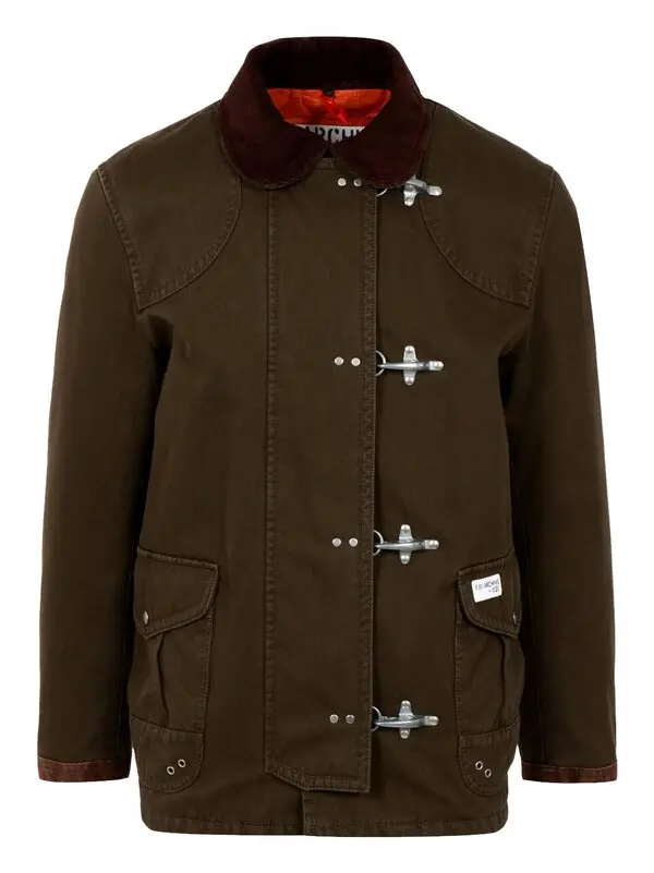 FAY Padded Jacket With Velvet Collar - Green