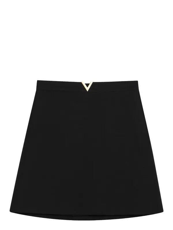 Valentino Garavani Mini Skirt With V Gold Detail - Black
