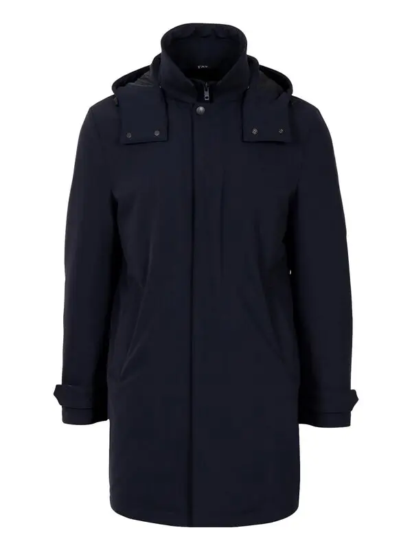 FAY Midi Coat With Removable Hood - Blue