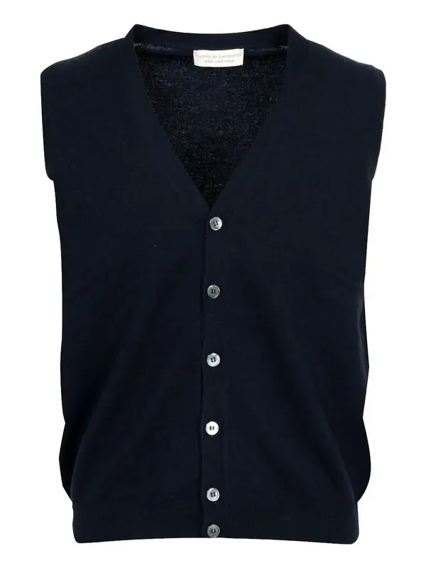 FILIPPO DE LAURENTIIS Shaved Wool-cashmere Knit Vest - Blu Oltremare