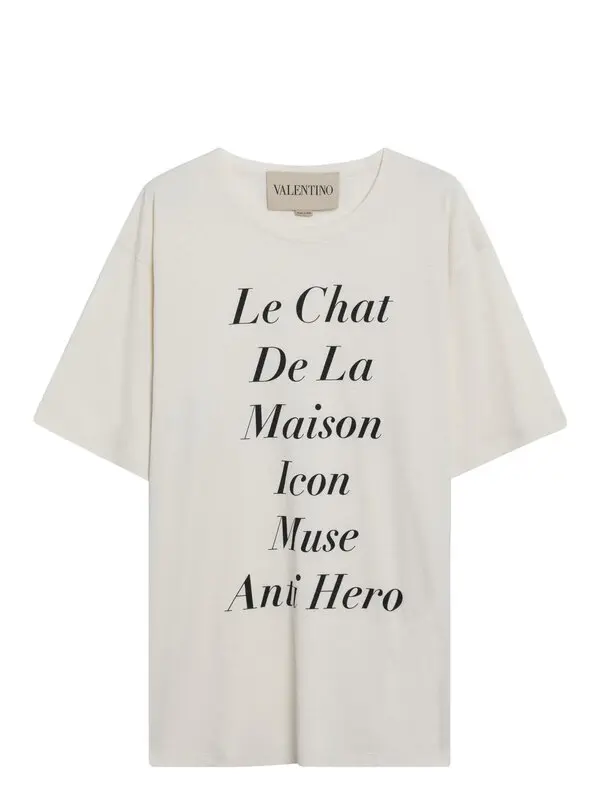 Valentino Garavani Ivory Le Chat De La Maison Icon Muse Anti Hero T Shirt - White