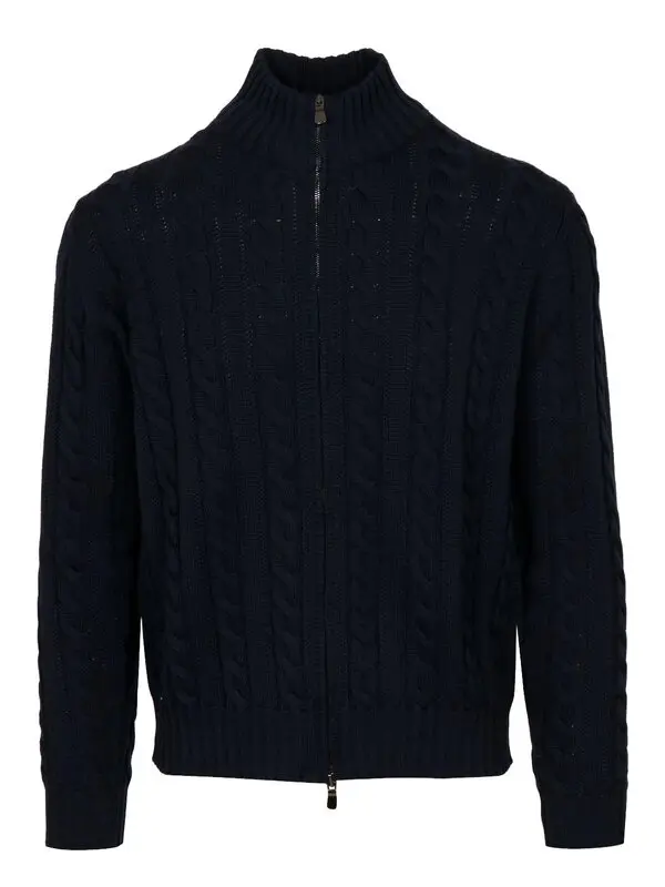 FILIPPO DE LAURENTIIS Wool Braided Knit Sweater - Blue