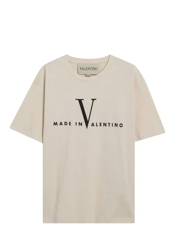 Valentino Garavani Butter Colored “made In ” T Shirt - Beige