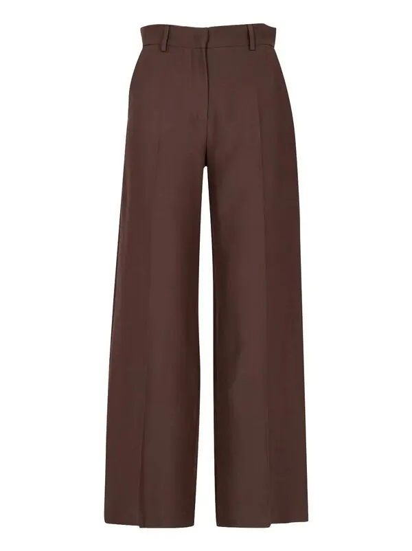 Max Mara Wide-leg Cotton-blend Trousers - Cioccolato