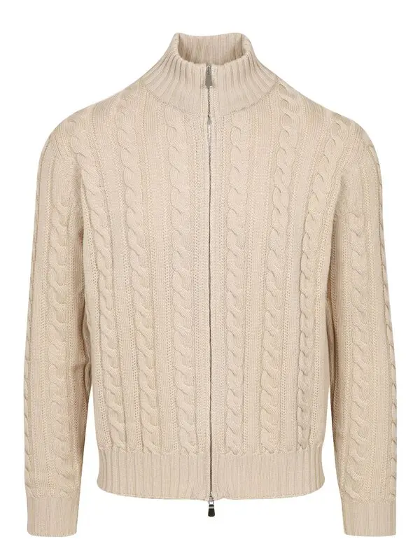 FILIPPO DE LAURENTIIS Wool Braided Knit Sweater - Sand