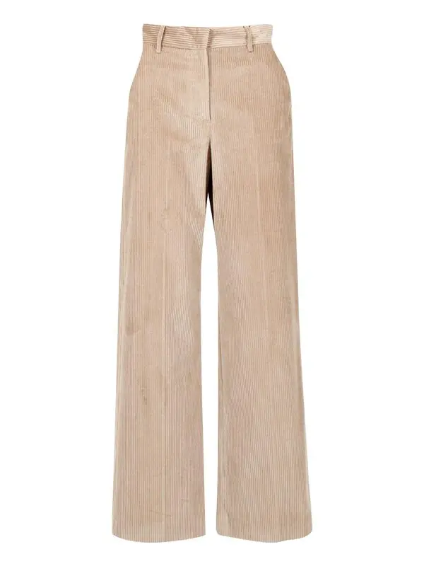 Max Mara Cotton Velvet Wide Leg Trousers - Sand