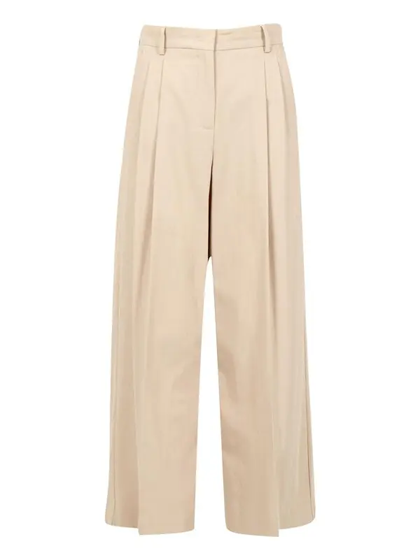 Max Mara Wide-leg Gabardine Trousers - Beige