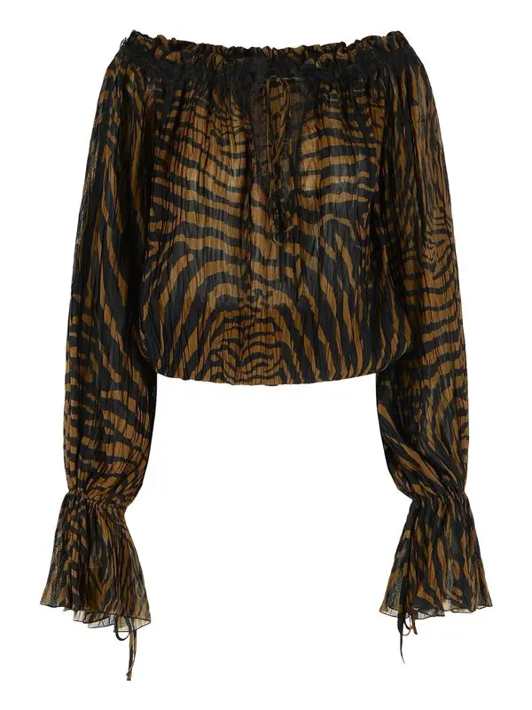 Blumarine Viscose Chiffon Blouse - Brown