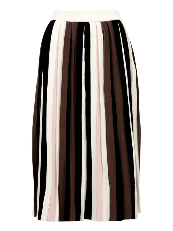 Max Mara Stripe Midi Skirt - Avorio+nocciola+cipria