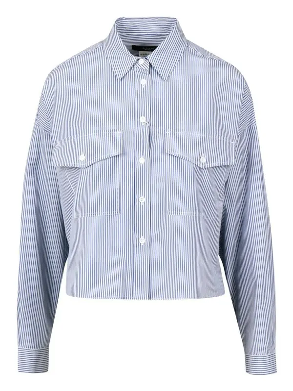 Max Mara Striped Canvas Shirt - Oceano+bianco