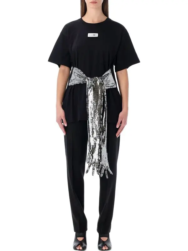 MAISON MARGIELA Cotton T-shirt With Sequin Gloves - Black