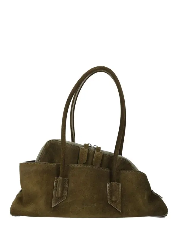 Attico Asymmetric Suede Leather Tote Bag - Khaki