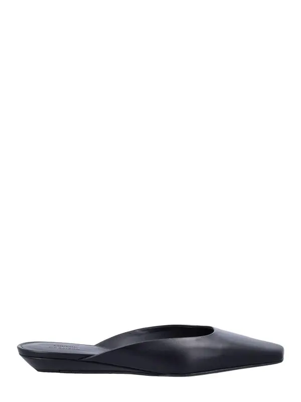 LOULOU Diane Leather Mules - Black