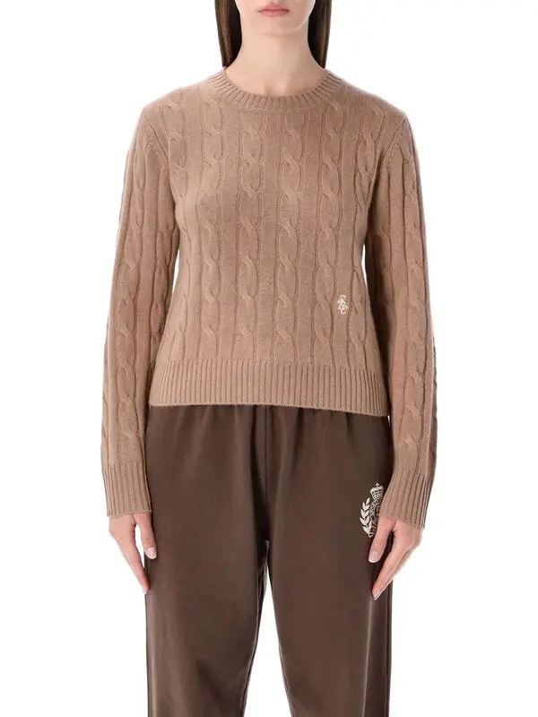 SPORTY & RICH Src Cableknit Sweater - Brown