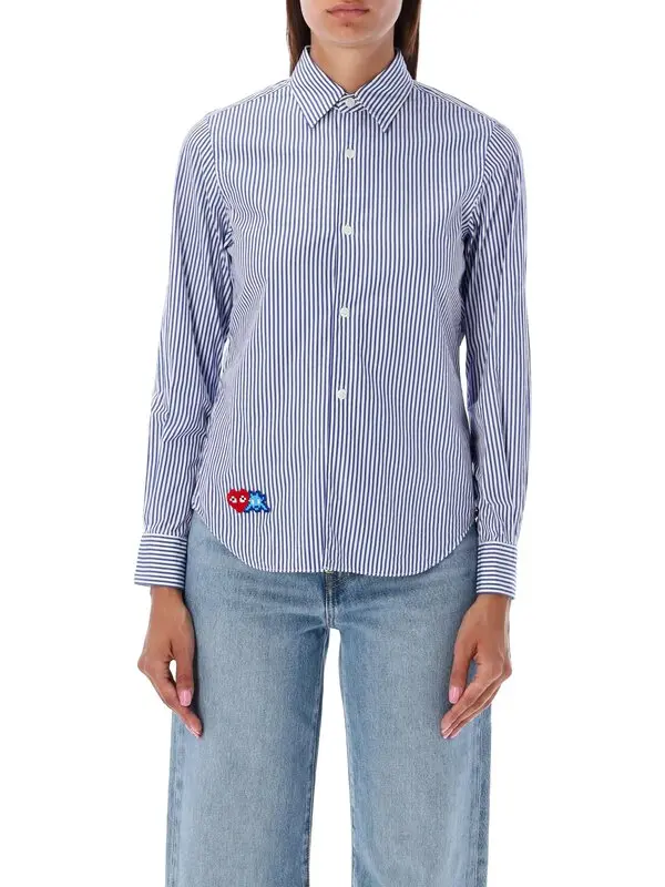 Play Comme Des Garcon Striped Button-down Shirt - Blue/white Stripes