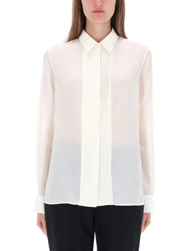 BOSS Shirt With Ribbed Pleats - White