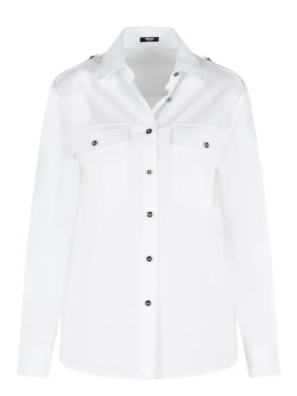 Versace Regular Fit Cotton Poplin Shirt - White
