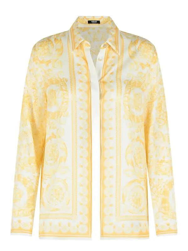Versace Silk 'barocco' Shirt - Gold