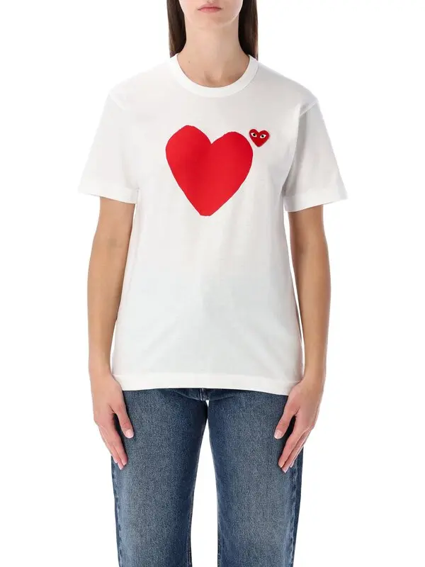 Play Comme Des Garcon Comme Des Garçons Play Heart Print T-shirt - White