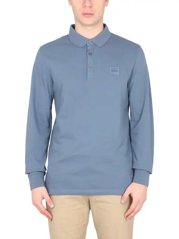 BOSS Polo With Logo Patch - Blue