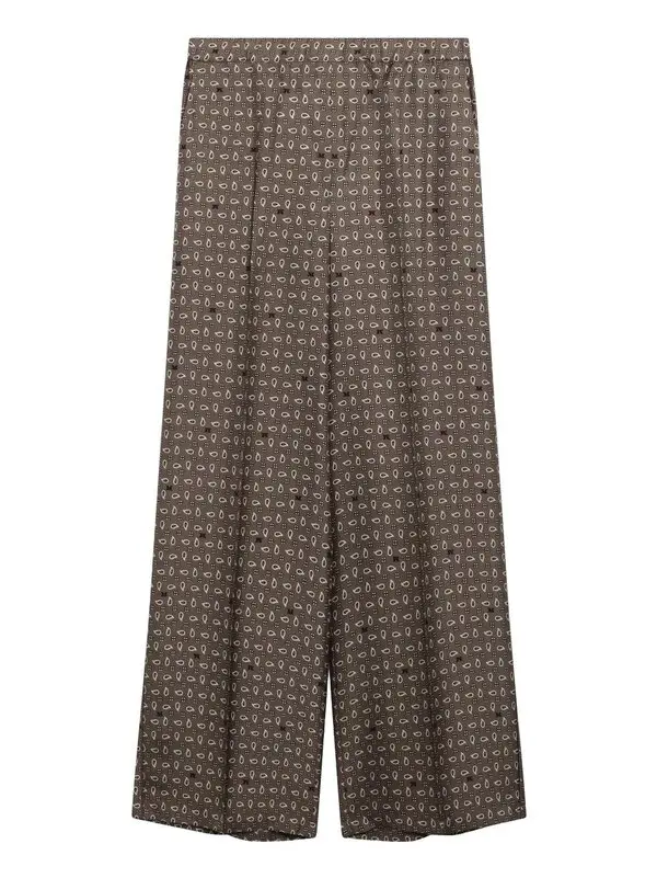 Max Mara Printed Wide-leg Silk Trousers - Brown