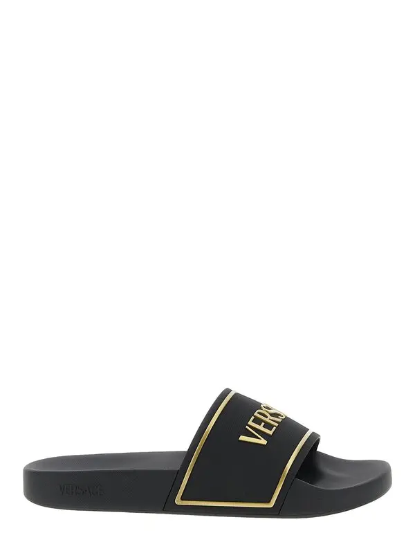 Versace Logo Slide - Black