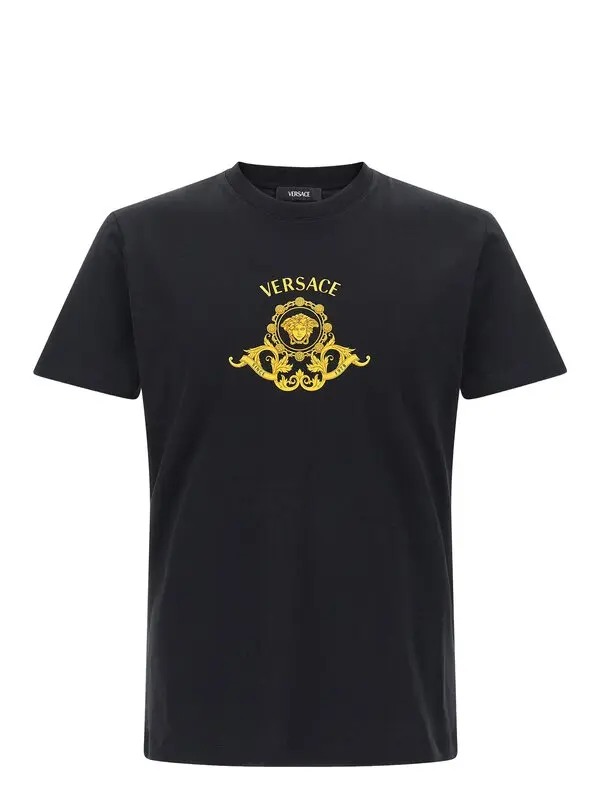 Versace Hall Of Heroes Crest' T Shirt - Black