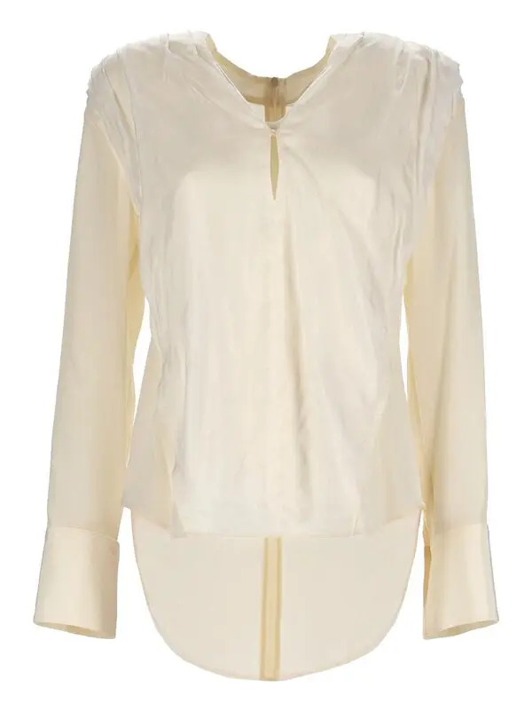 Victoria Beckham Silk Long Sleeve Top - Ivory