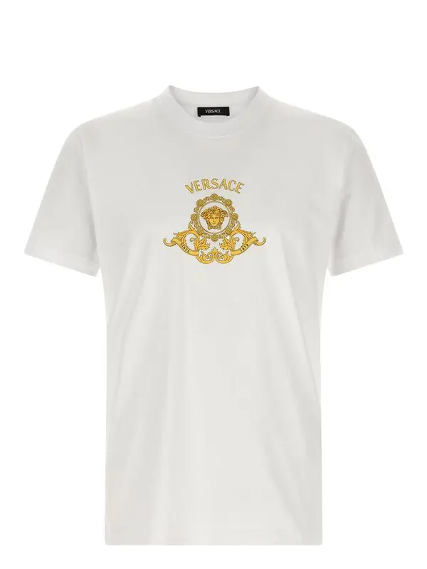 Versace Hall Of Heroes Crest' T Shirt - White