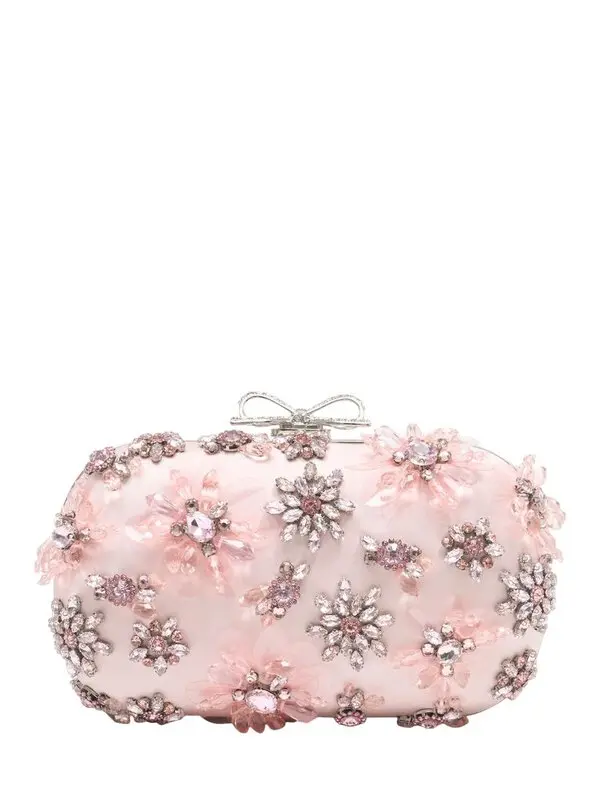 SELF-PORTRAIT Embellished Silk Clutch - Pink
