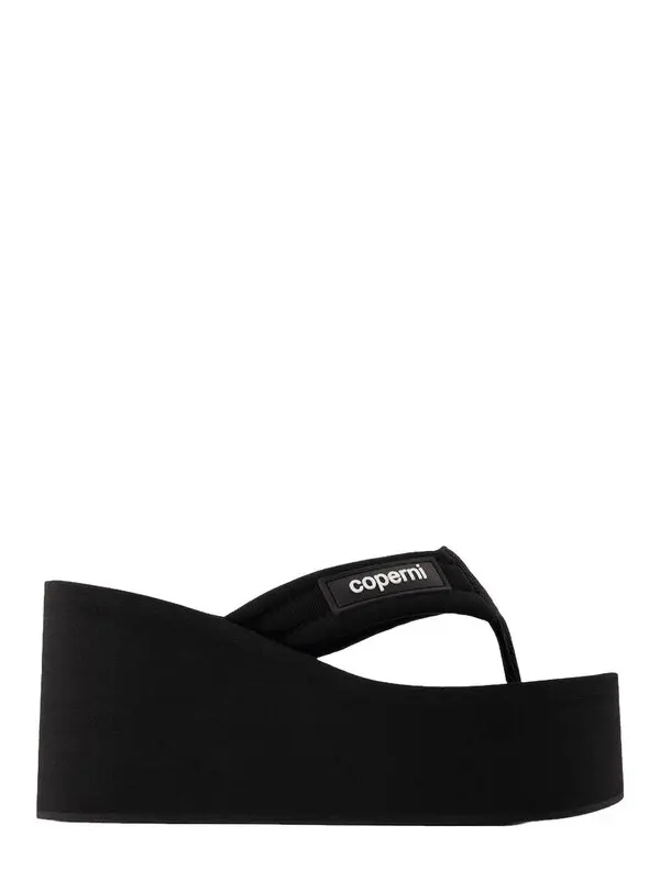 Coperni Leather Wedge Sandals - Black