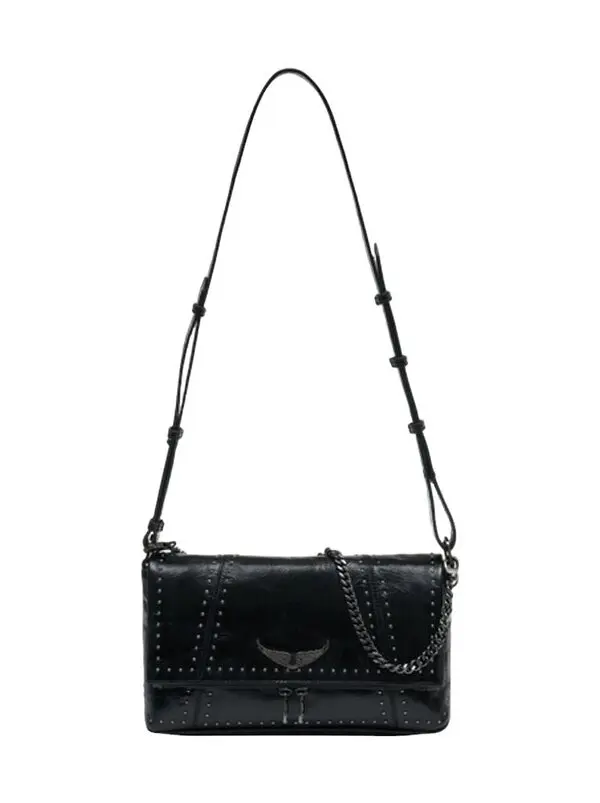 Zadig&Voltaire Rocky Ii Vintage Leather Shoulder Bag - Black