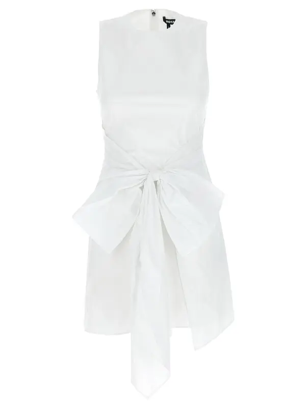 Remain Birger Christensen Cotton Poplin Mini Dress With Bow - White