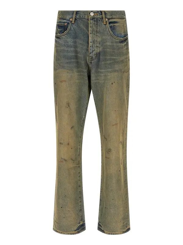 PURPLE BRAND P011 Dirty Oil Repair Denim Jeans - Yellow