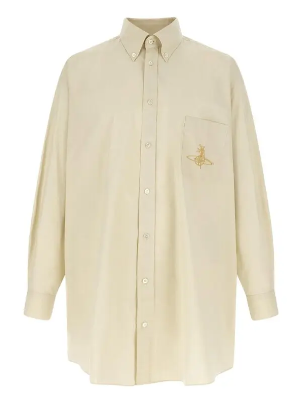 VIVIENNE WESTWOOD Oversized Cotton Poplin Shirt - Beige