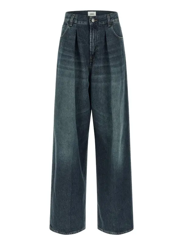 HAIKURE Delavé Cotton Denim Wide Leg Jeans - Blue