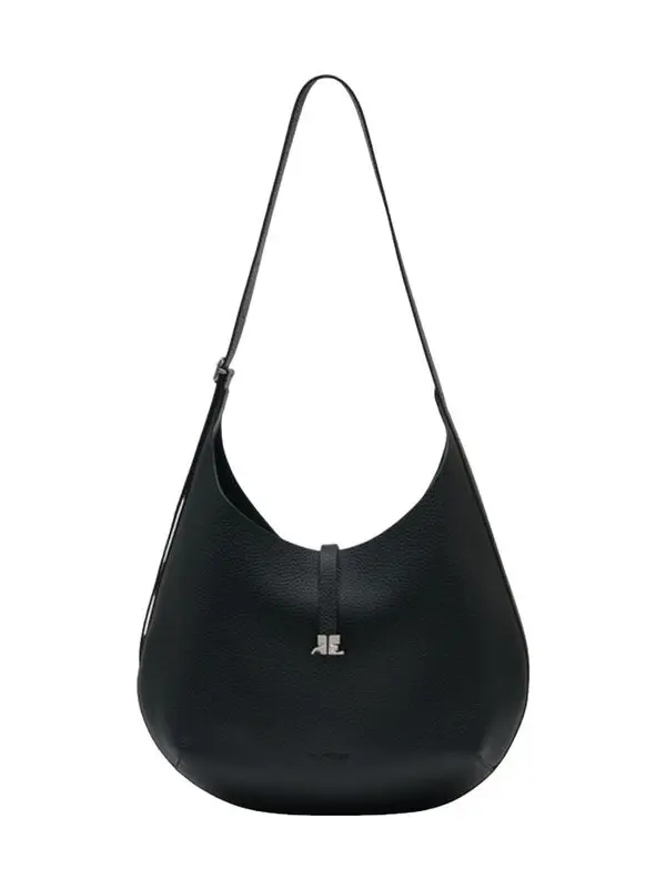 COURREGES Leather Shoulder Bag - Black