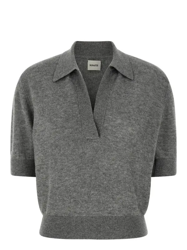 Khaite Shrunken Jo' Knit Polo Shirt - Gray