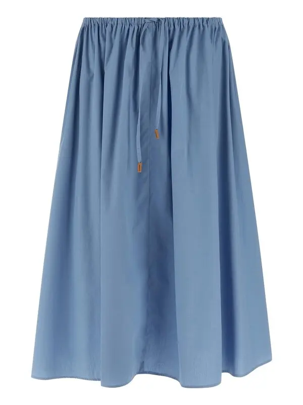 Marni Poplin Midi Skirt - Light Blue