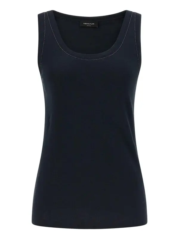 Fabiana Filippi Sleeveless Cotton Blend Top - Blue